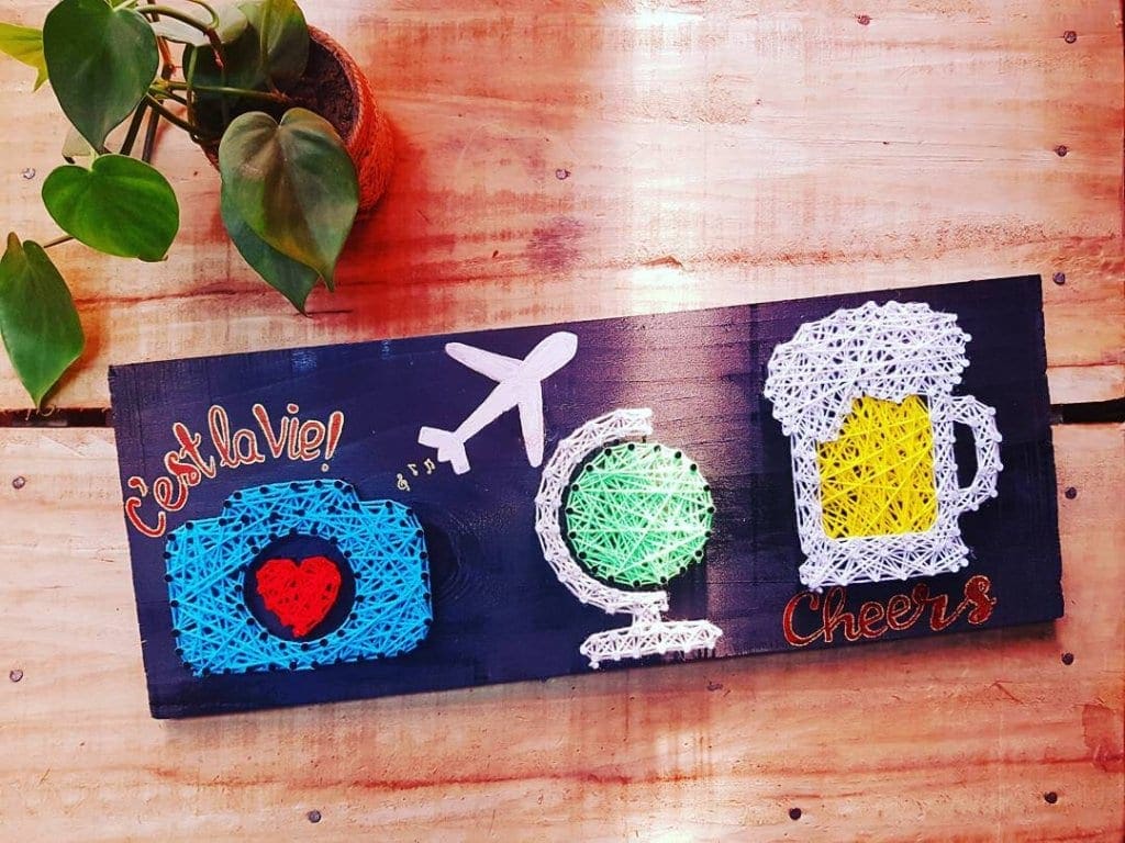 Camera Beer Globe String Art / Thread Art