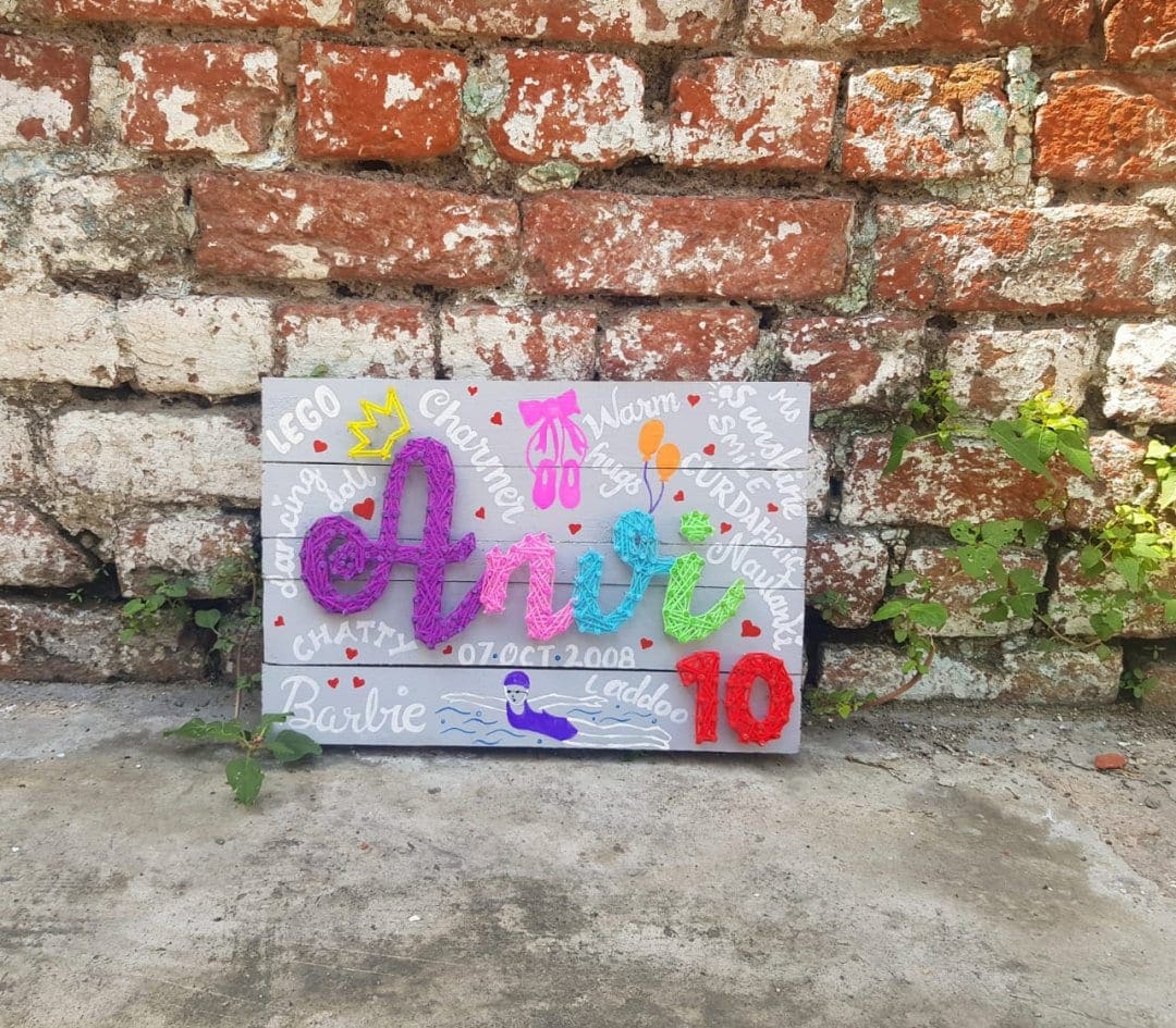 Anvi Name String Art by Sonal - Stoned Santa