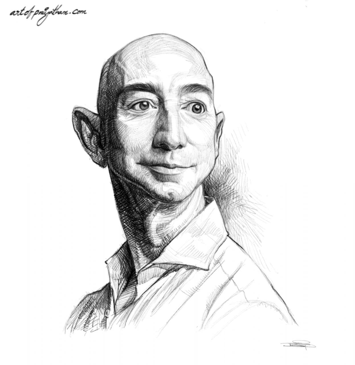 Jeff Bezos Highly Detailed Caricature by Sri Priyatham - Stoned Santa