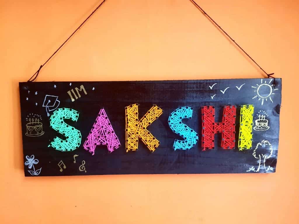 Sakshi's Name String Art by Sonal Malhotra - Stoned Santa
