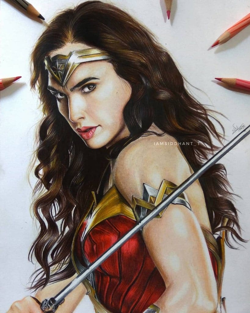 Wonder Woman Color Portrait by Siddhant - Stoned Santa